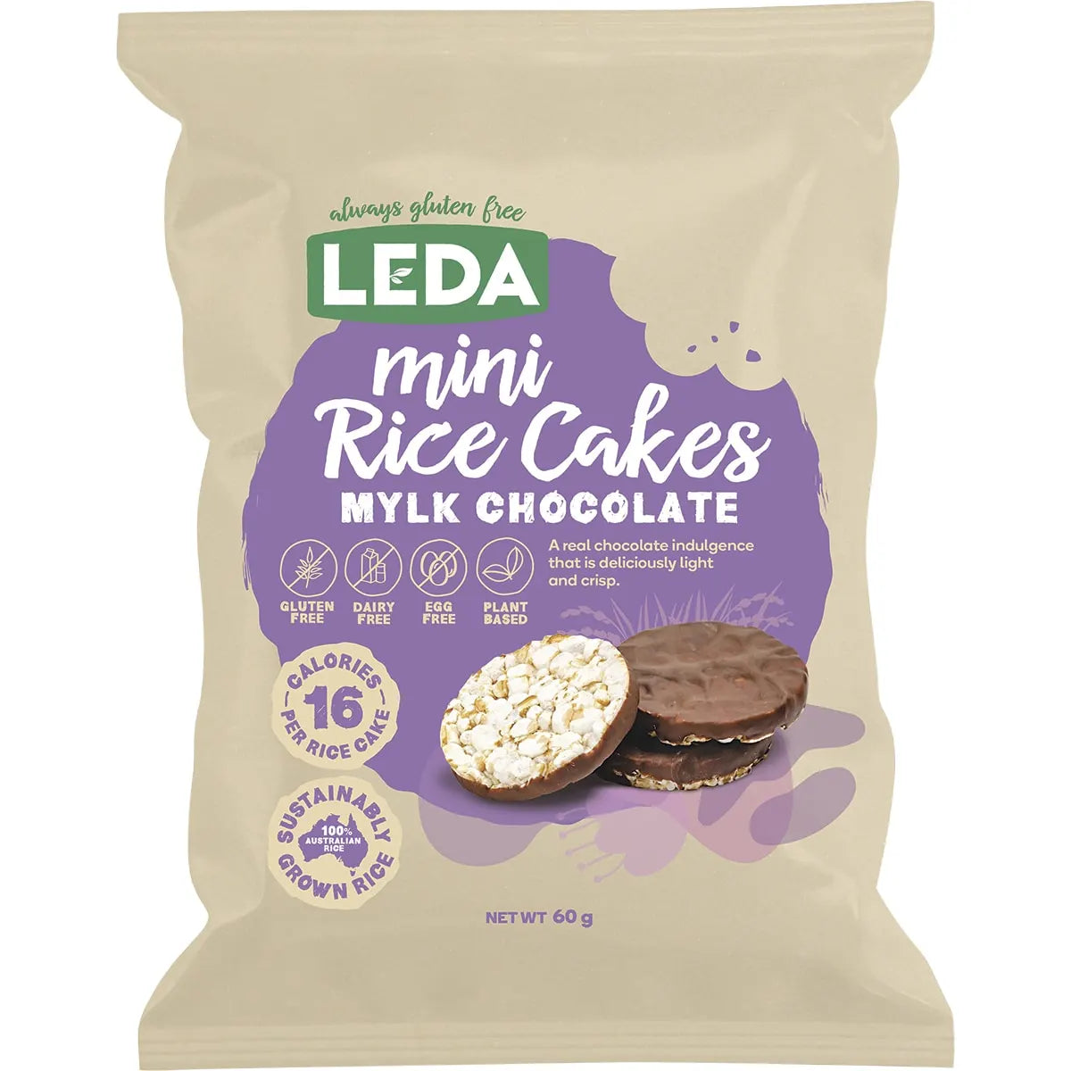 Leda Mini Rice Cakes Mylk Chocolate 60g x 6