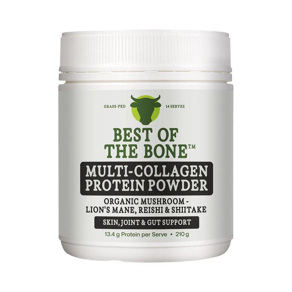 Best of the Bone Multi Collagen Mushroom Blend 210g – Organics on a Budget