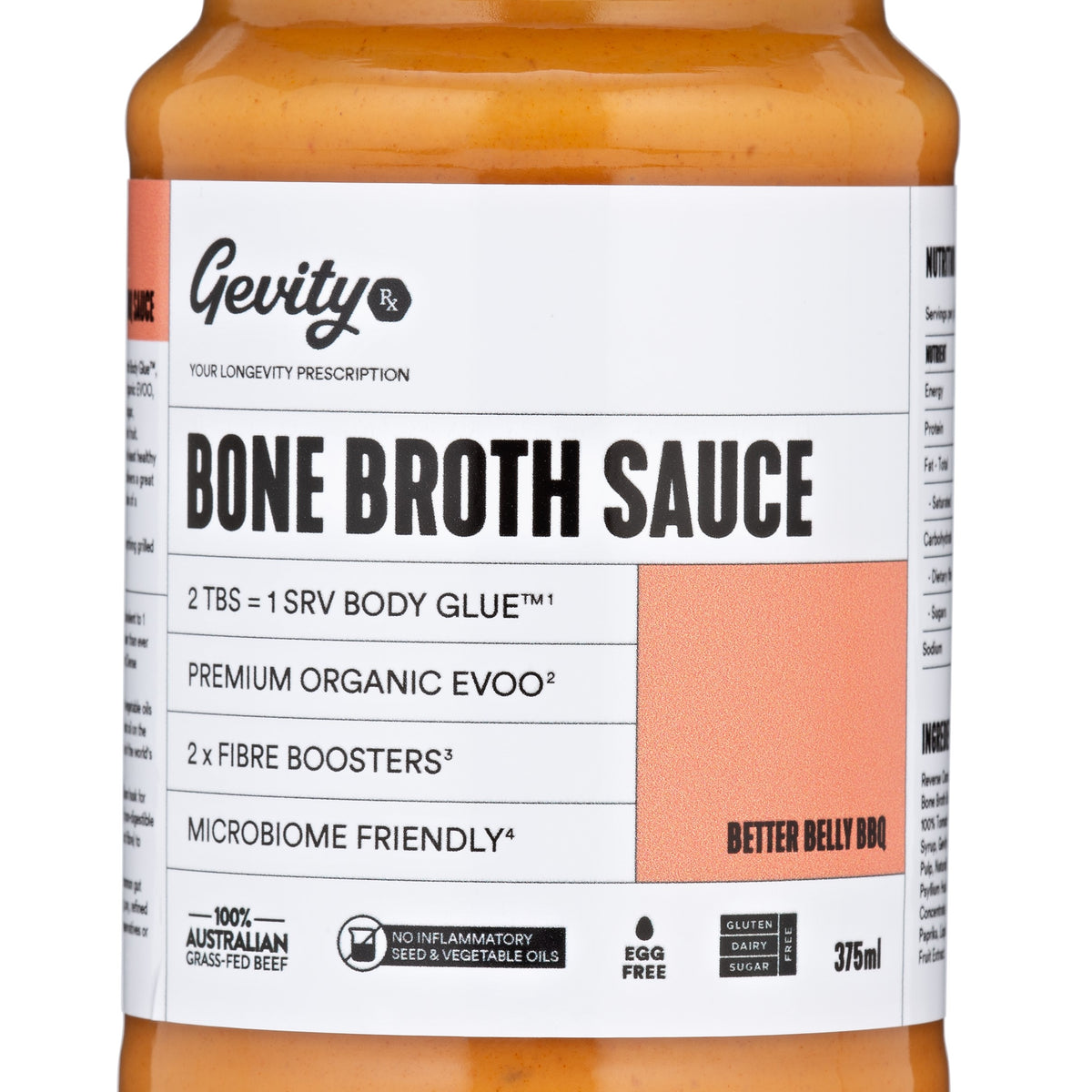 Gevity Rx Bone Broth Better Belly BBQ Sauce 375ml