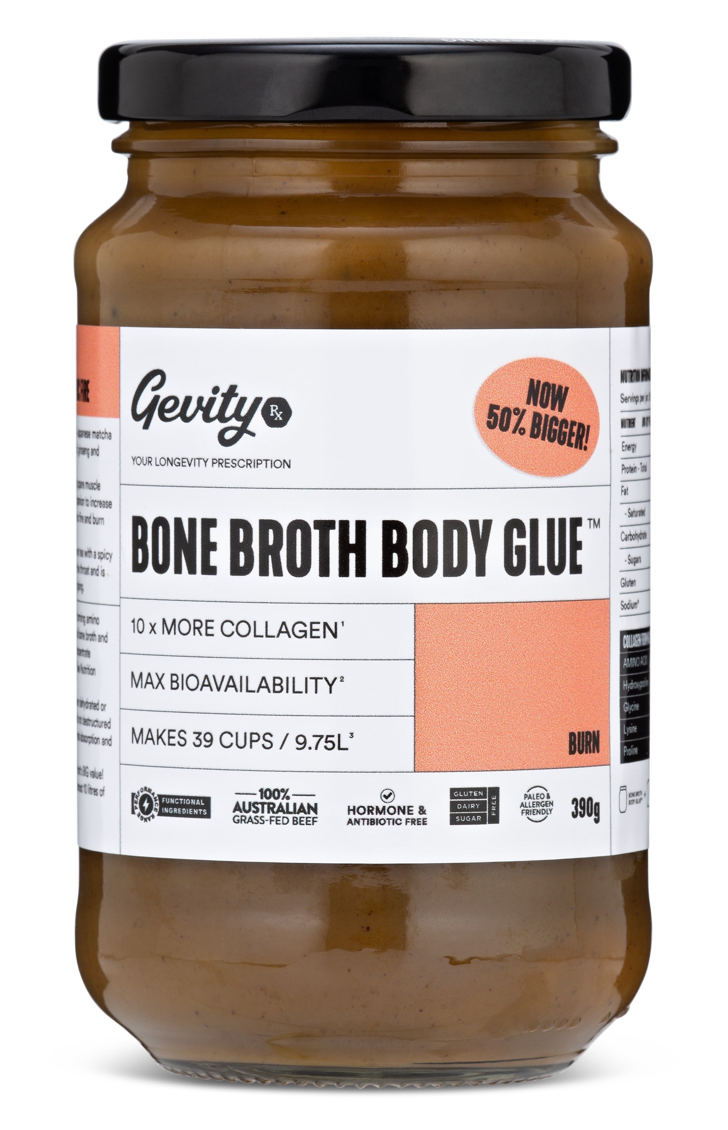 Gevity Rx Bone Broth Body Glue Burn 390g – Organics on a Budget