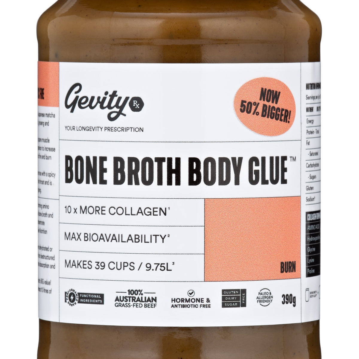 Gevity Rx Bone Broth Body Glue Burn 390g – Organics on a Budget