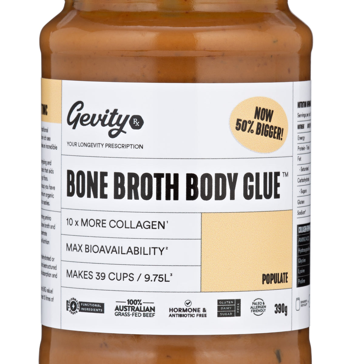 Gevity Rx Bone Broth Body Glue Populate 390g – Organics on a Budget