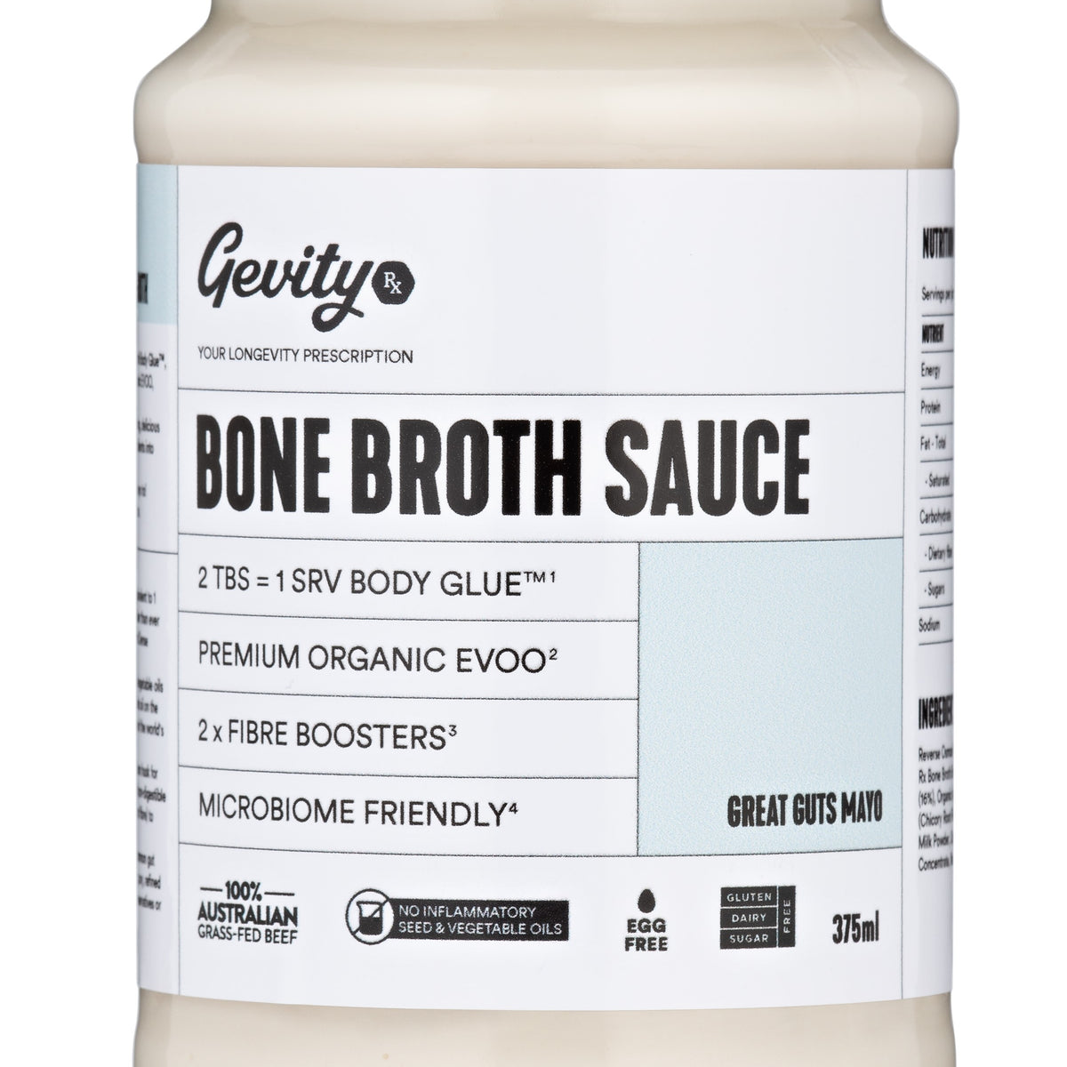 Gevity Rx Bone Broth Great Guts Mayo 375ml